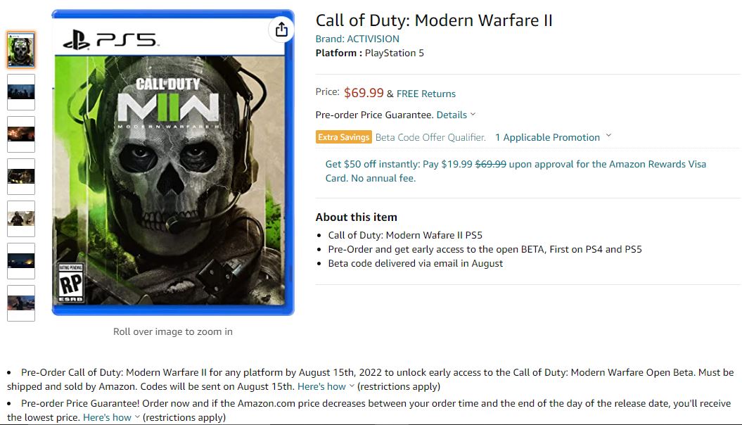 Modern Warfare II: Amazon Listing Reveals Beta Launch Date