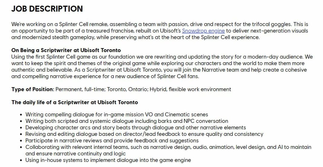 Ubisoft To Update The Story of Splinter Cell Remake For Modern-Day Audience