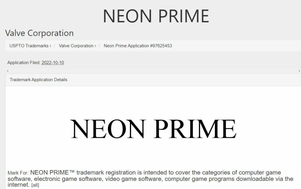 Valve Has Registered A New Trademark Called Neon Prime