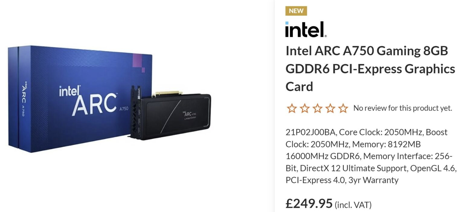 Intel Arc A750 Receives Discount With Plenty of Stock Across Major Markets