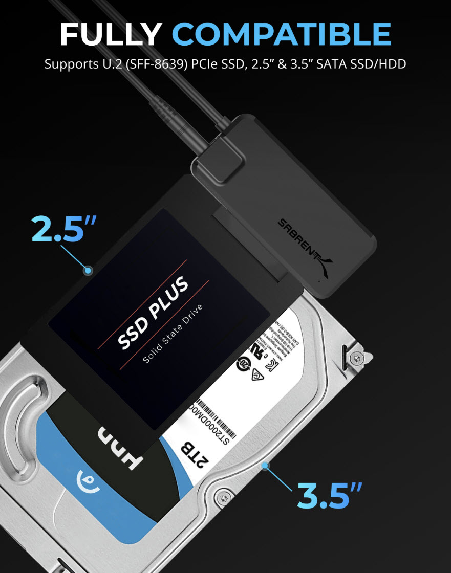 SABRENT EC-U2SA Adapter Supports High Powered SATA/U2 SSD