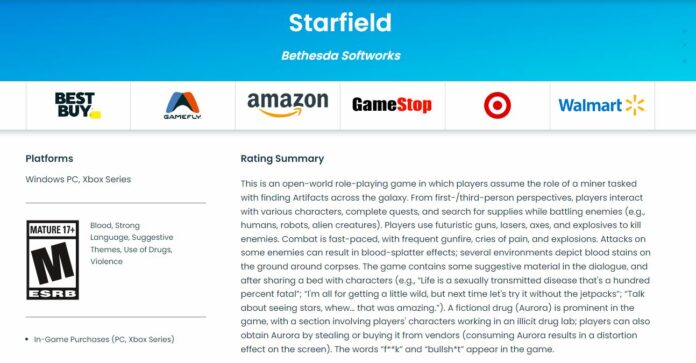 Starfield ESRB Rating Hints At Microtransactions