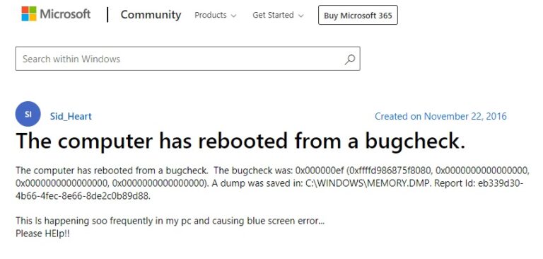FIXED: The Computer Has Rebooted From A Bugcheck