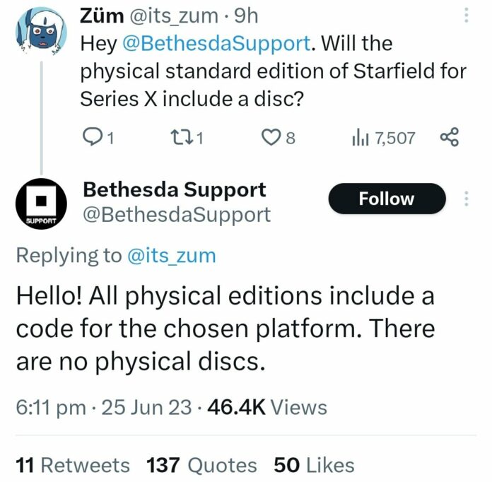 Starfield Physical Copies Will Not Include Disc