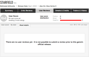 Starfield Already Receiving Negative Review On Metacritic