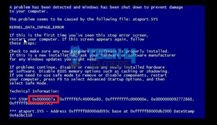 How We Fixed Kernel Data Inpage Error 0x0000007A? - Tech4Gamers