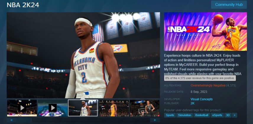NBA 2K24 Beats Overwatch 2 To Become Worst-Rated Steam Game
