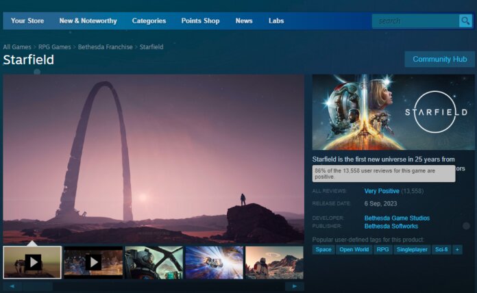 Starfield Receives Very Positive Reviews On Steam At Launch