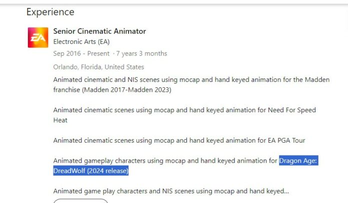 Dragon Age: Dreadwolf Developer Points To 2024 Release Window