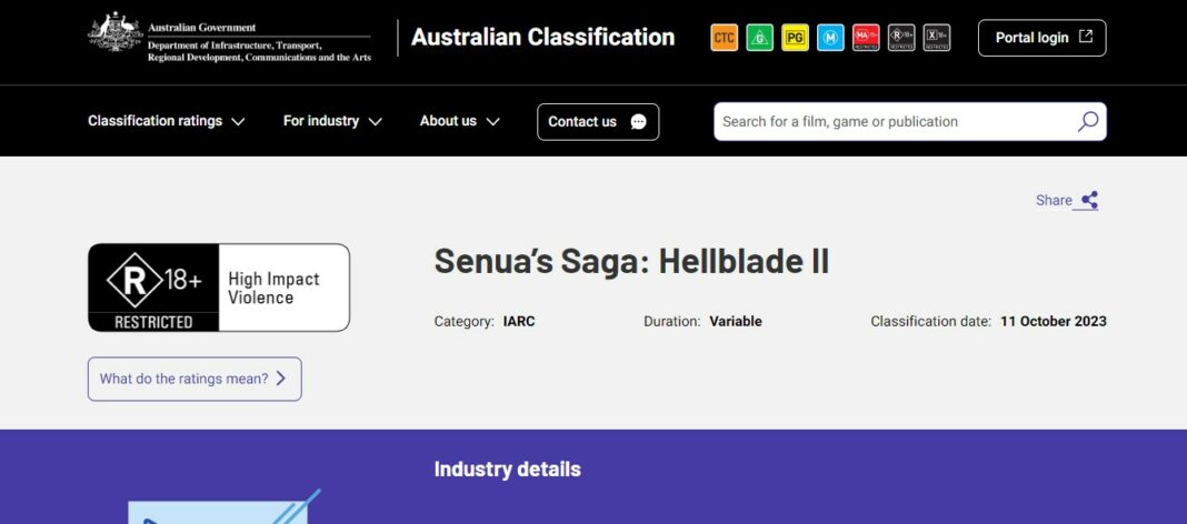 Hellblade 2 Rated R 18+ By Australian Board