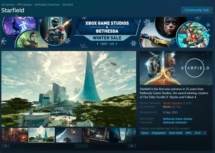 Starfield: Recent Steam Reviews Now 'Mostly Negative'