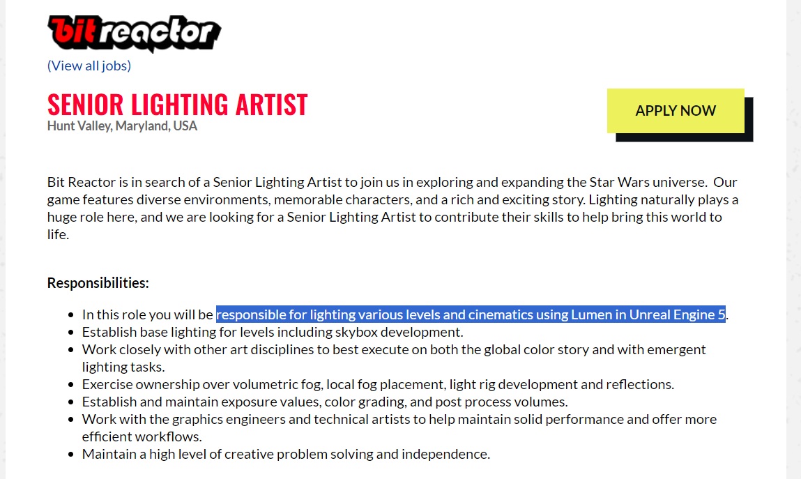 Respawn & Bit Reactor's Star Wars Strategy Game Uses Unreal Engine 5