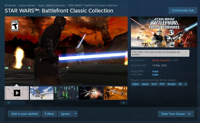 Star Wars Battlefront Collection Met With Thousands of Negative Reviews