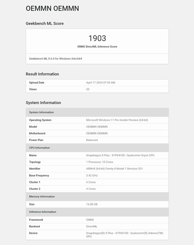 Snapdragon X Plus Shows Up With 10 Cores In Leaked Benchmark