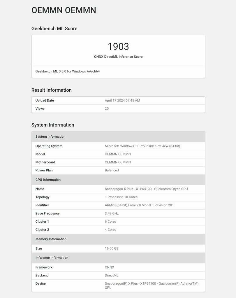 Snapdragon X Plus Shows Up With 10 Cores In Leaked Benchmark