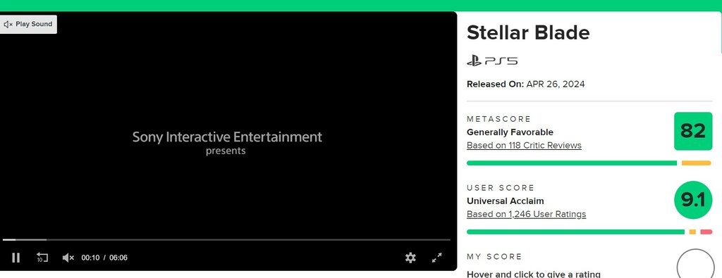 Stellar Blade Is Metacritic's Biggest Game of 2024 By User Reviews