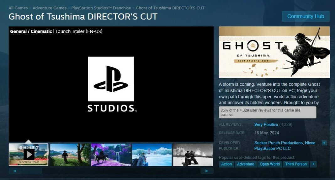 Ghost of Tsushima Launched To 85% Positive Reviews on Steam