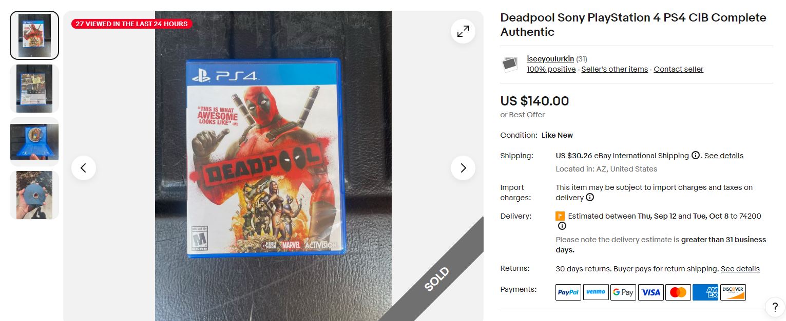 Deadpool Game Prices Surge As High As $140 After Latest Film's Success