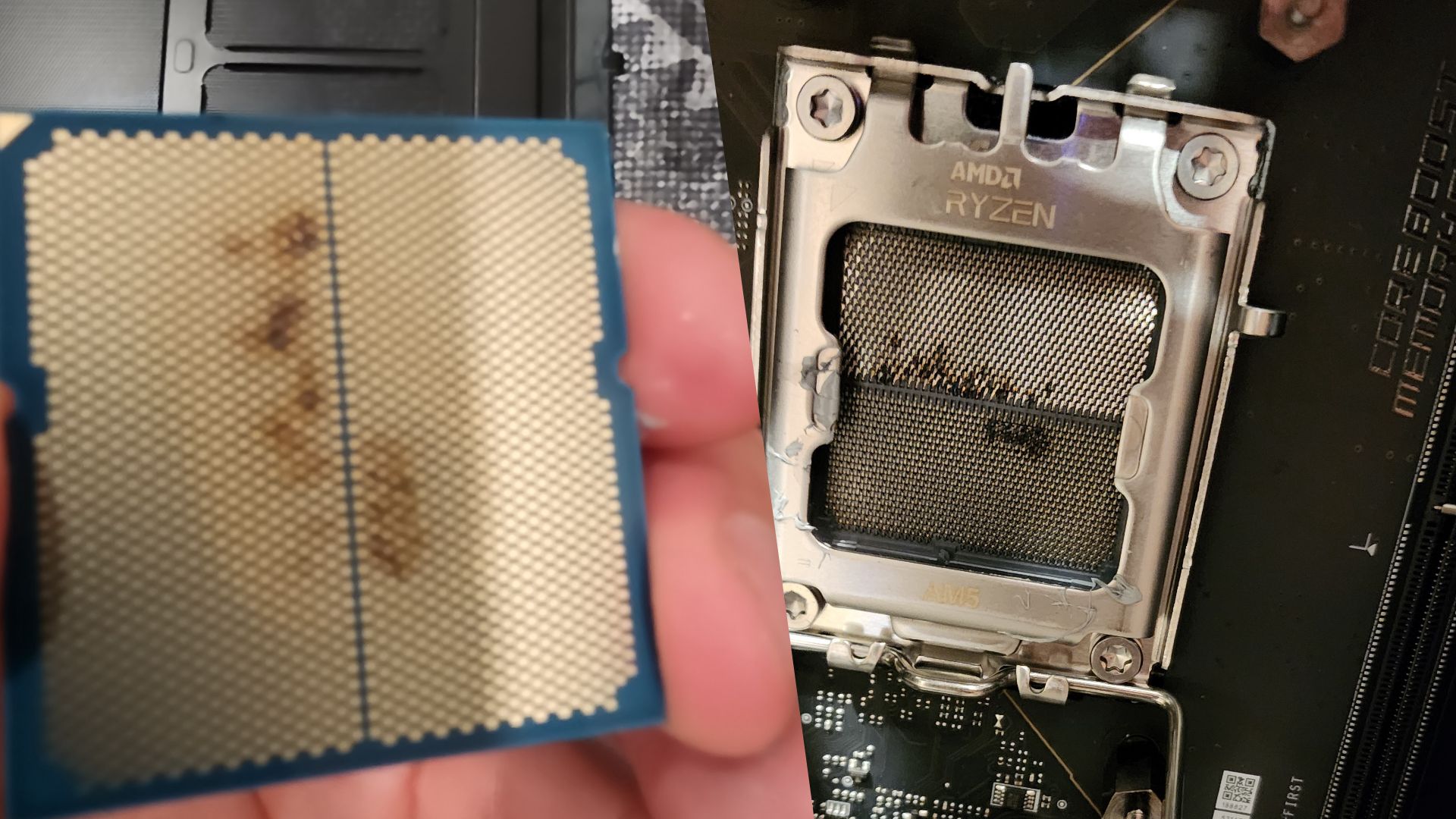 AMD Ryzen 7 9800X3D CPU Burns Up And Destroys X870 Motherboard