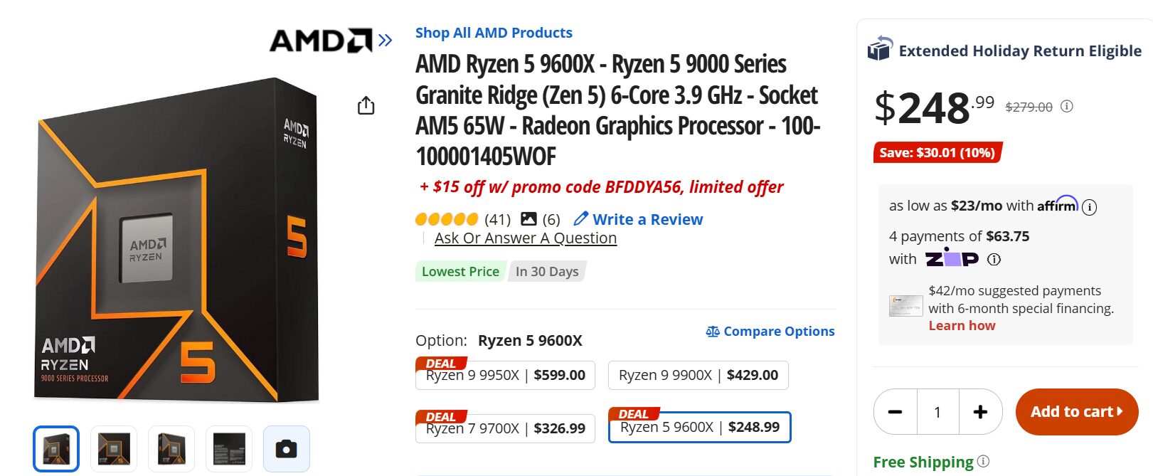 AMD Ryzen 9600X Hits Its Lowest Price Due To Low Demand