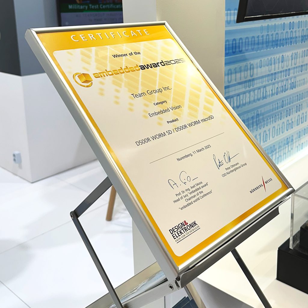 TEAMGROUP INDUSTRIAL D500R WORM Memory Card Wins Big at Embedded World 2025