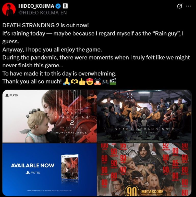 Hideo Kojima Feared Never Finishing Death Stranding 2, Thanks Fans For The Support