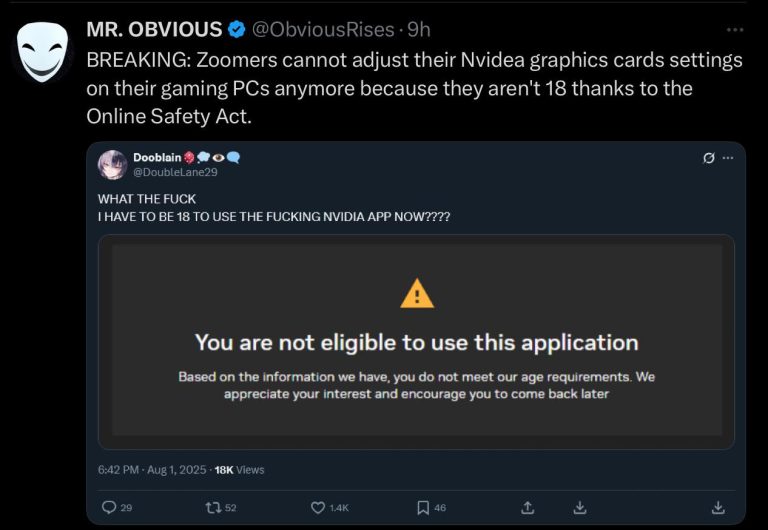 You Need To Be Over 18 To Change Nvidia Graphics Card Settings Now